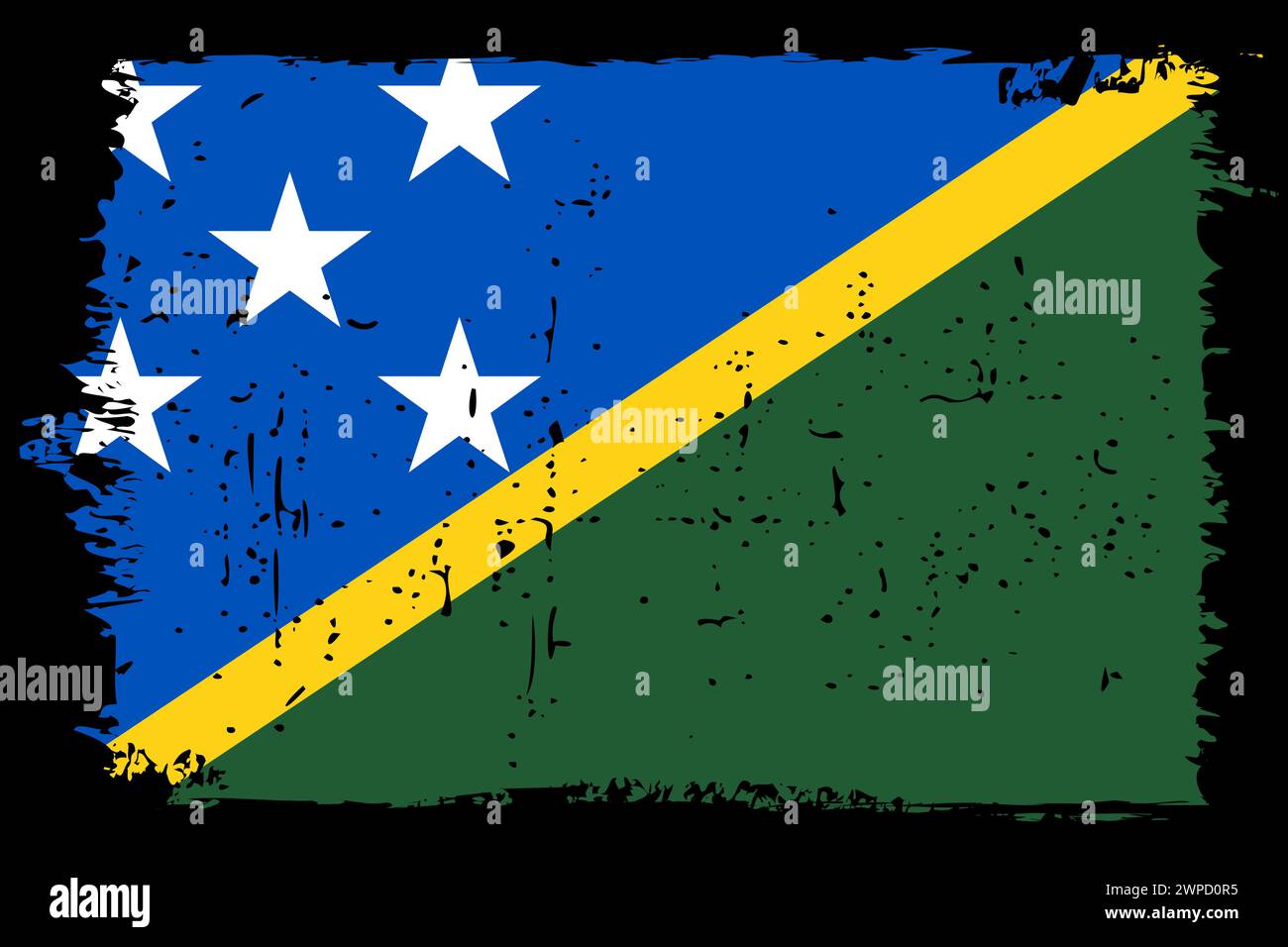 Solomon Islands flag - vector flag with stylish scratch effect and ...