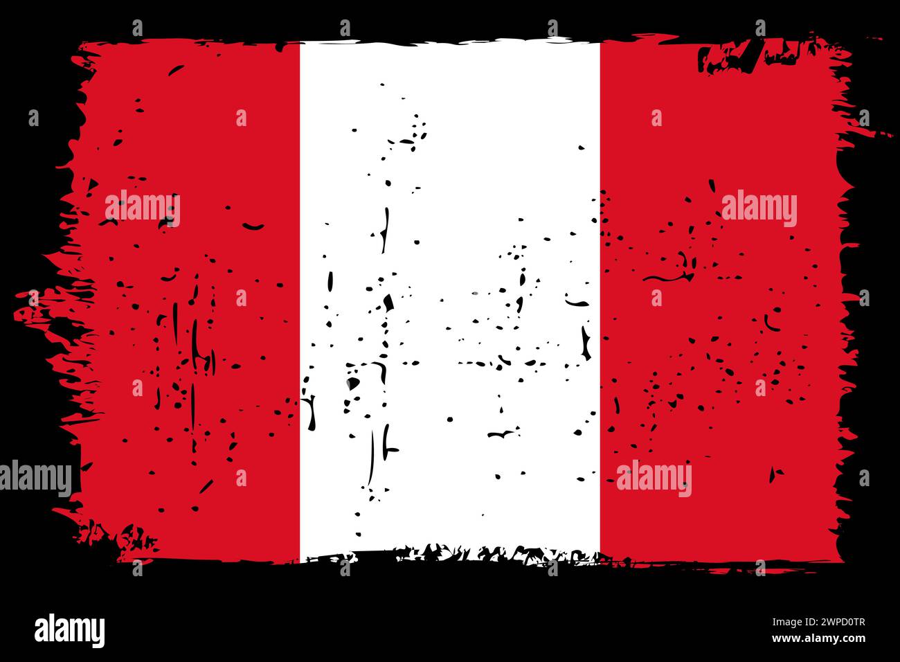 Peru flag - vector flag with stylish scratch effect and black grunge ...