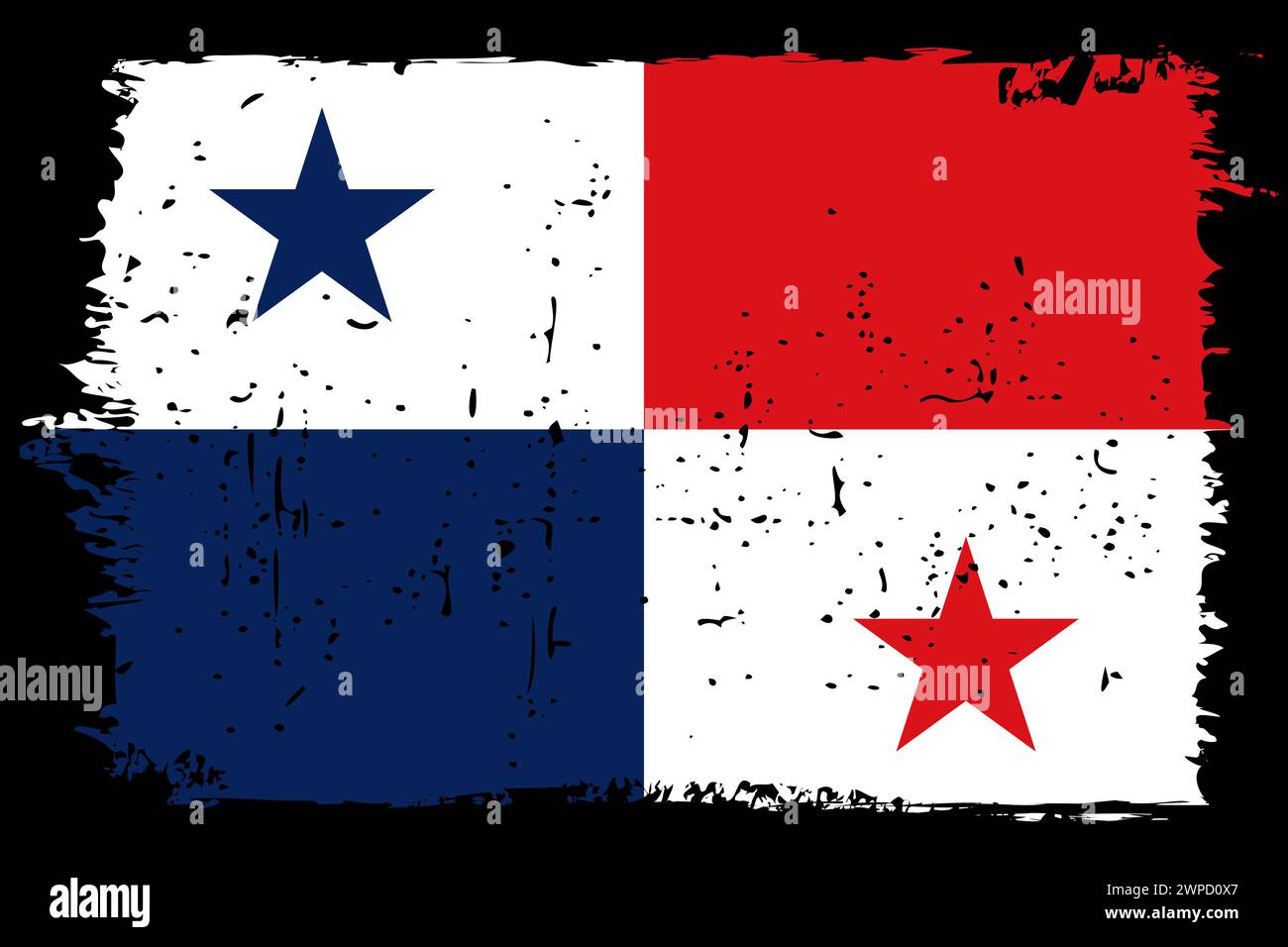 Panama flag - vector flag with stylish scratch effect and black grunge ...