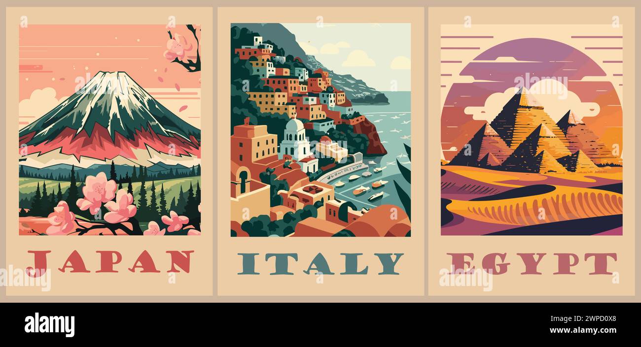 Set of Travel Destination Posters in retro style Stock Vector Image & Art - Alamy