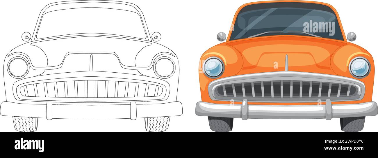 Vector illustration of a car, from outline to color Stock Vector Image ...
