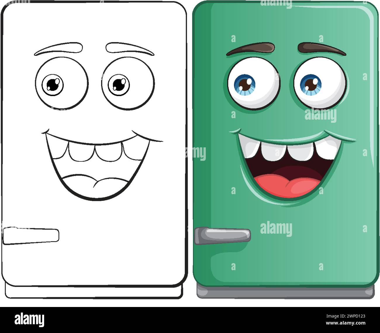 Two smiling animated fridges with expressive faces Stock Vector Image ...