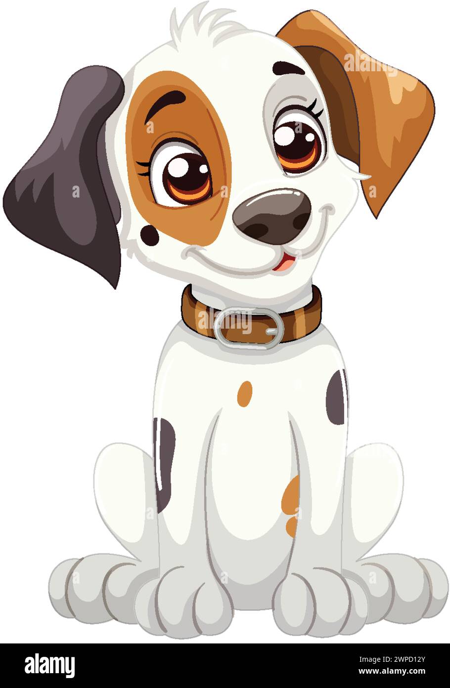 Cute cartoon puppy sitting with a happy expression Stock Vector Image ...