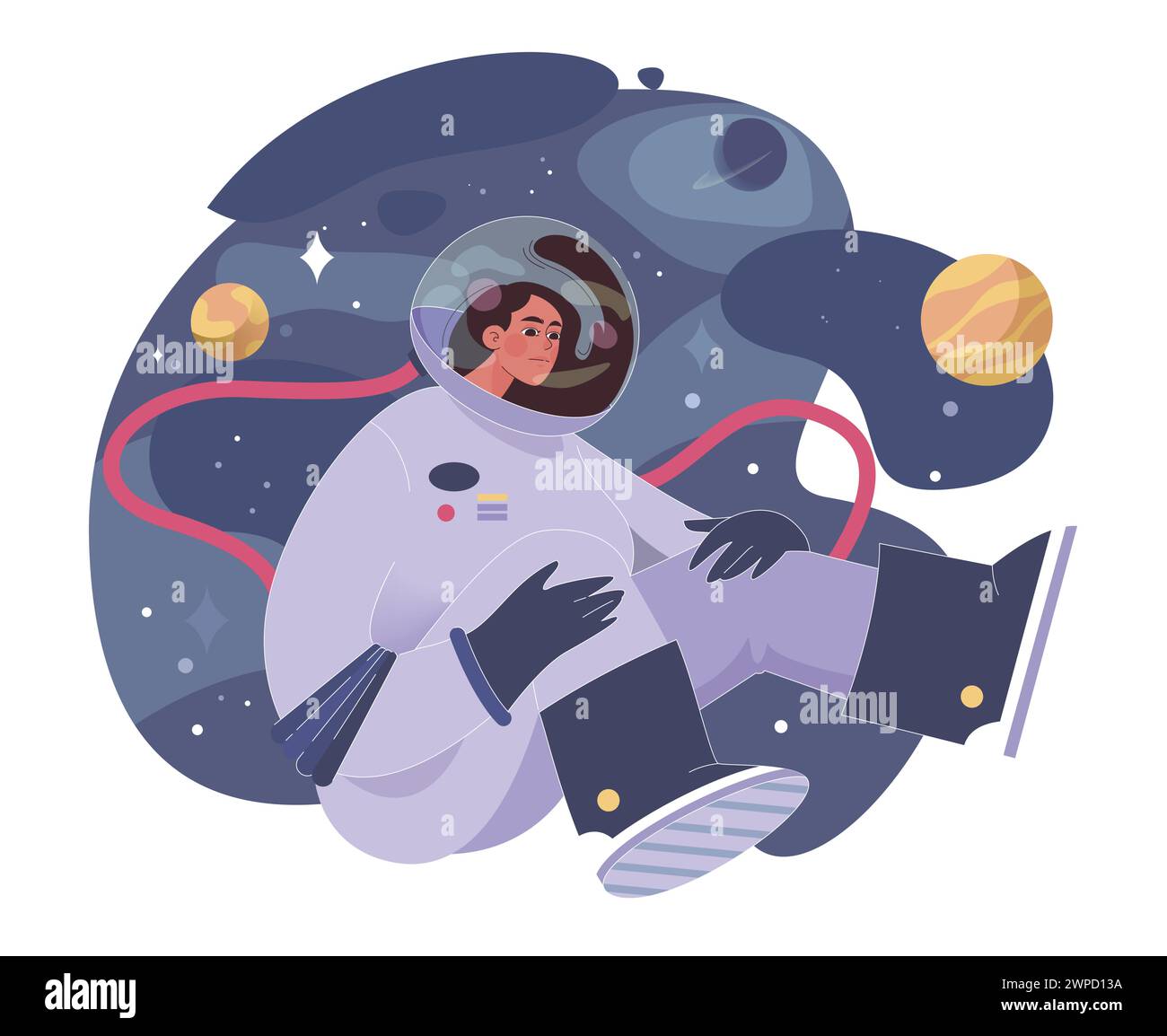 Loneliness. Unhappy person, astronaut left alone in space. Character ...