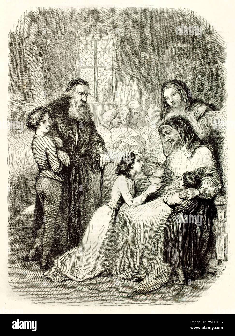 Old engraved illustration representing the three ages of life—childhood ...