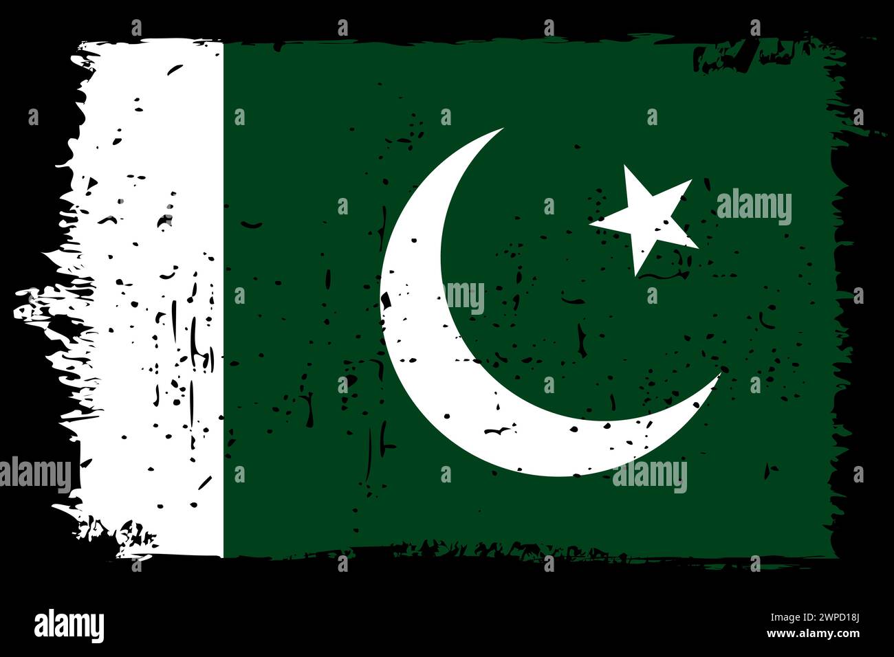 Pakistan flag - vector flag with stylish scratch effect and black ...