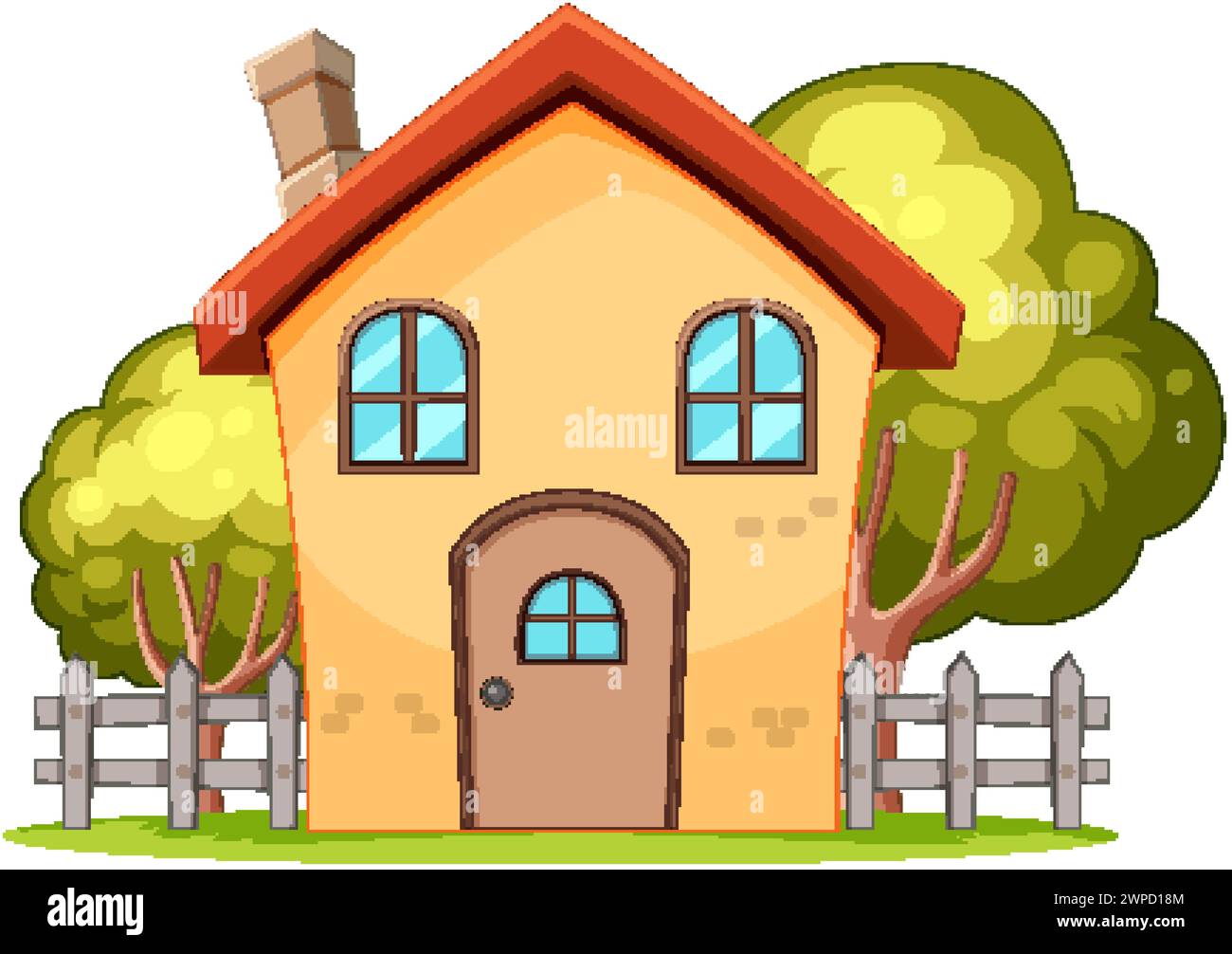 Colorful vector illustration of a charming cartoon house Stock Vector ...
