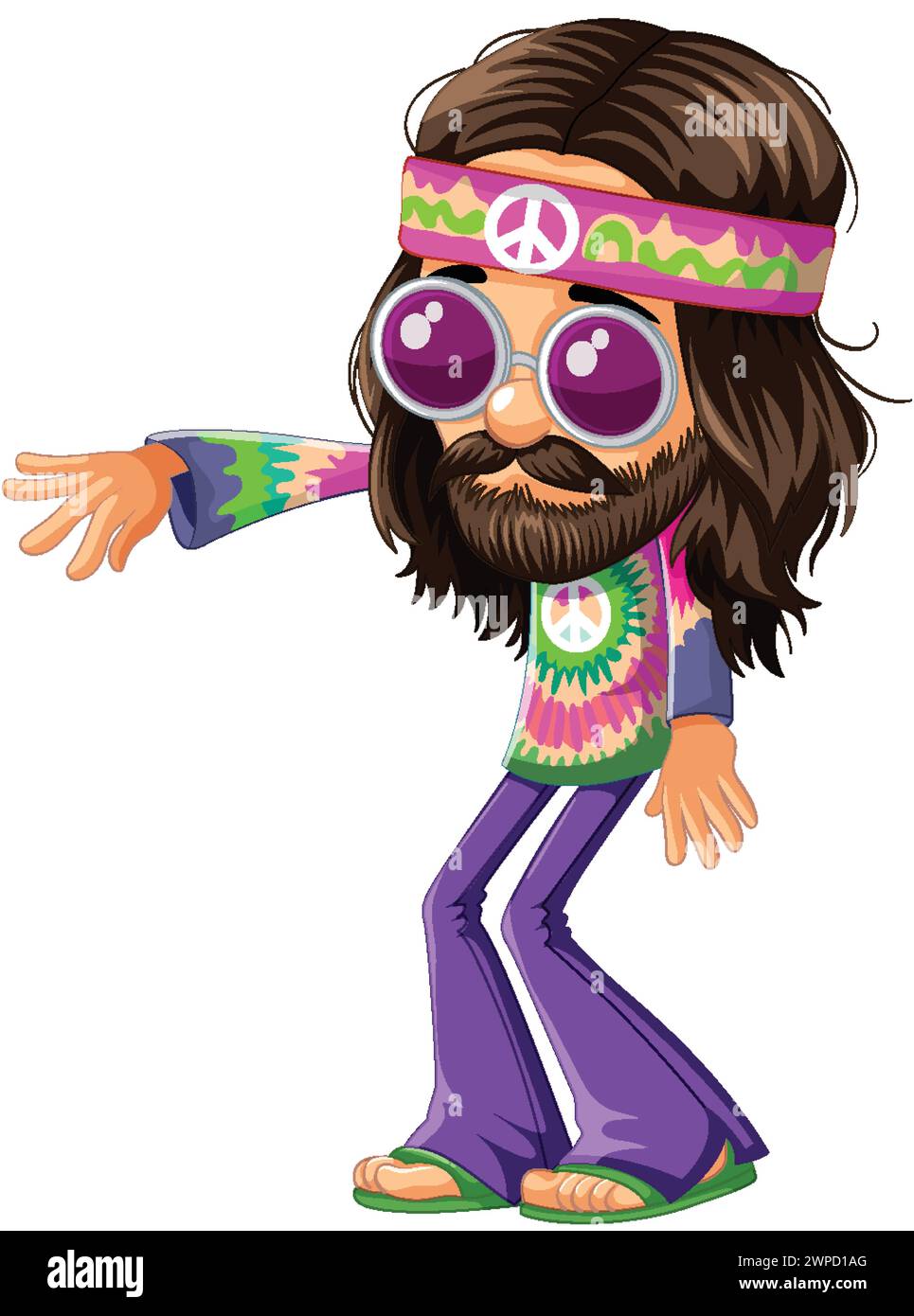 Colorful hippie with peace sign and sunglasses Stock Vector Image & Art ...