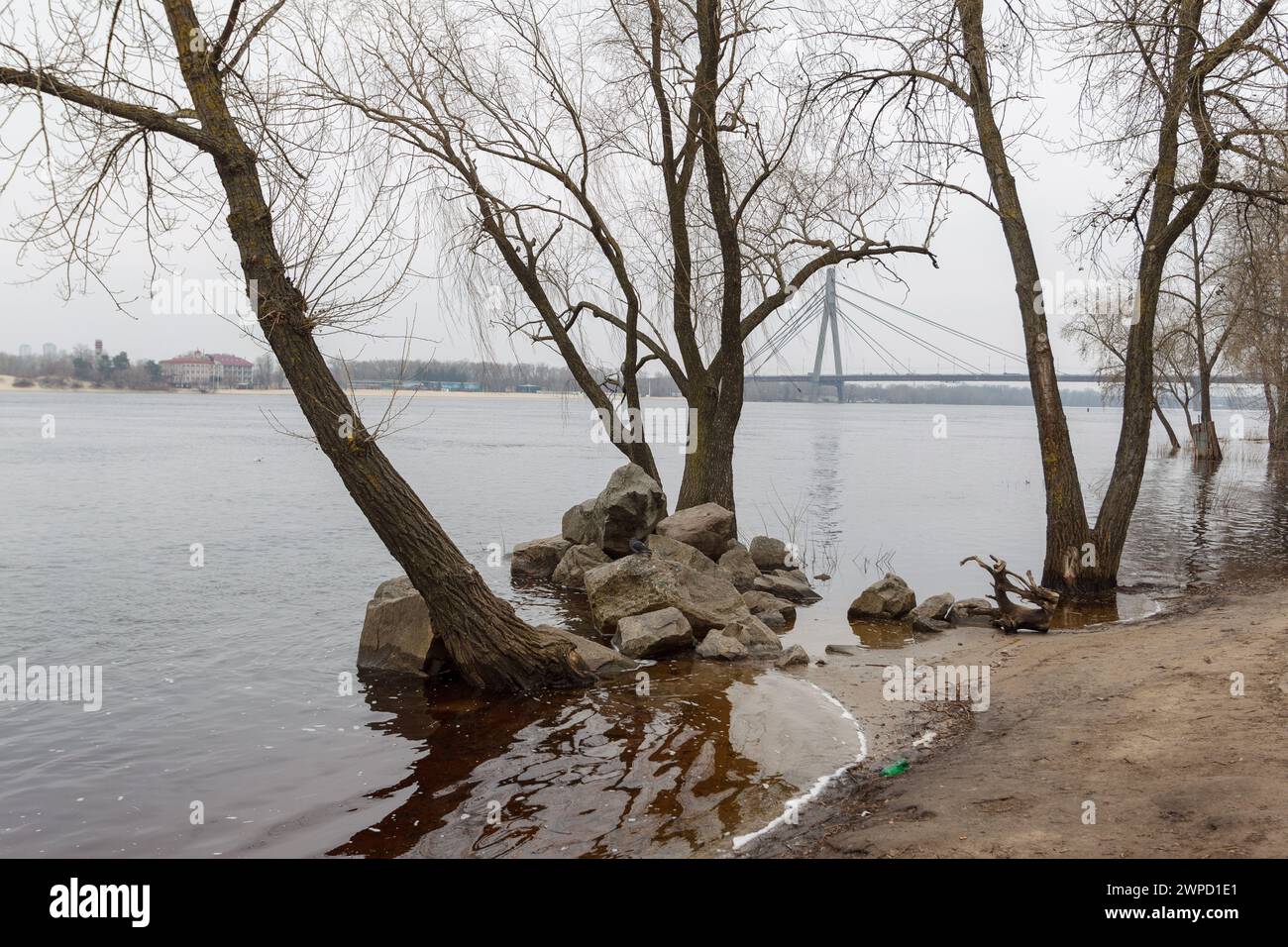 KYIV, UKRAINE - MARCH 06, 2024 - The area in Natalka Park flooded as a ...