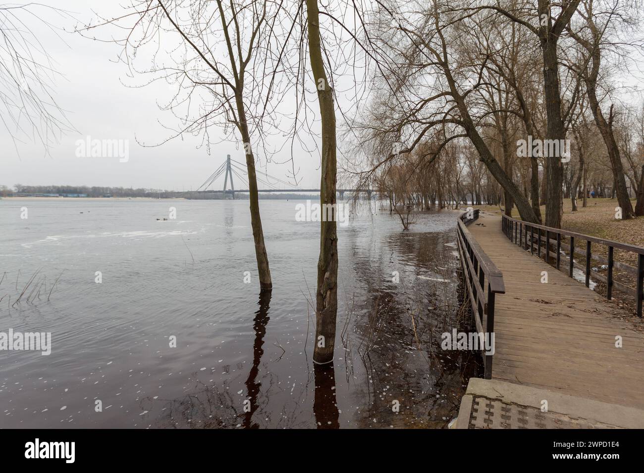 KYIV, UKRAINE - MARCH 06, 2024 - The area in Natalka Park flooded as a ...