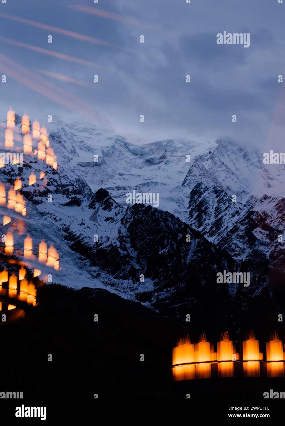 beautiful mountain scape at blue hour Stock Photo - Alamy