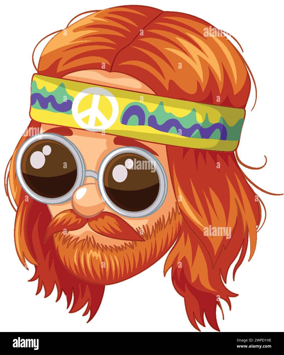 Cartoon hippie head with sunglasses and bandana Stock Vector Image ...