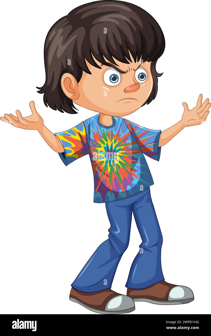 Cartoon boy with a puzzled expression standing Stock Vector Image & Art ...