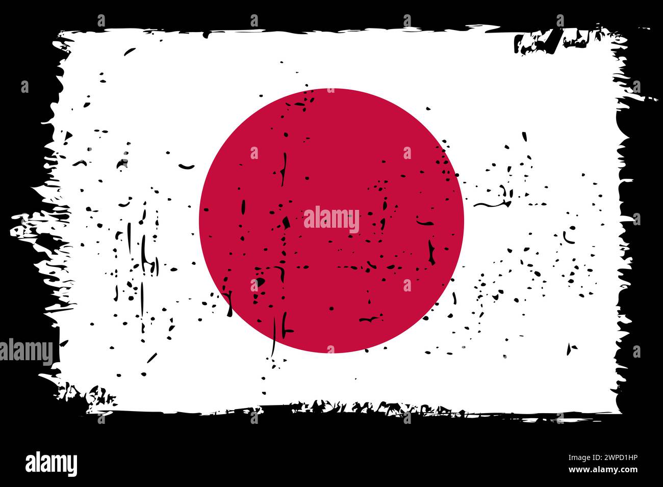 Japan flag - vector flag with stylish scratch effect and black grunge ...