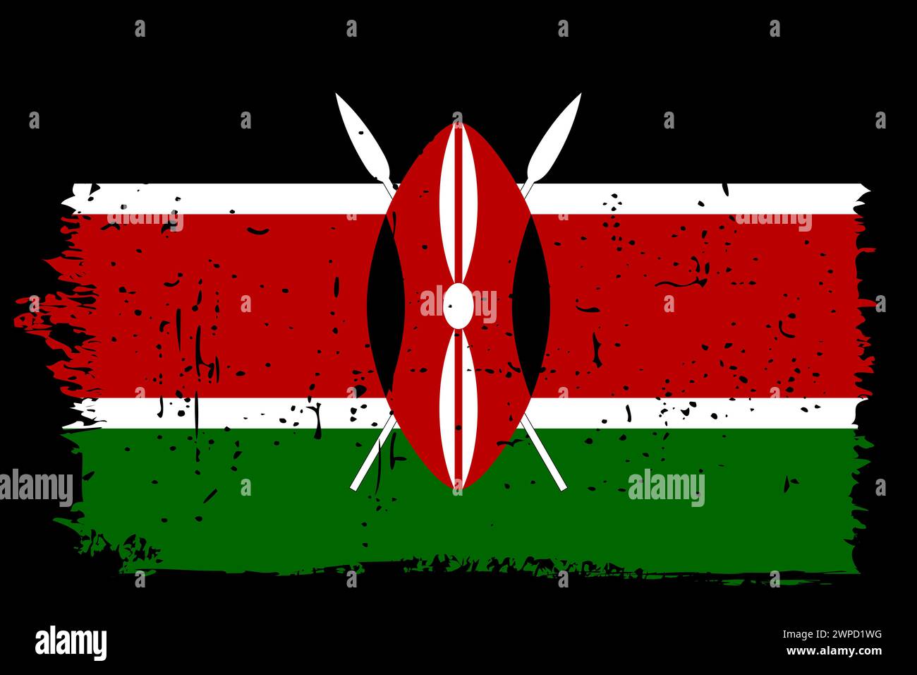 Kenya flag - vector flag with stylish scratch effect and black grunge ...