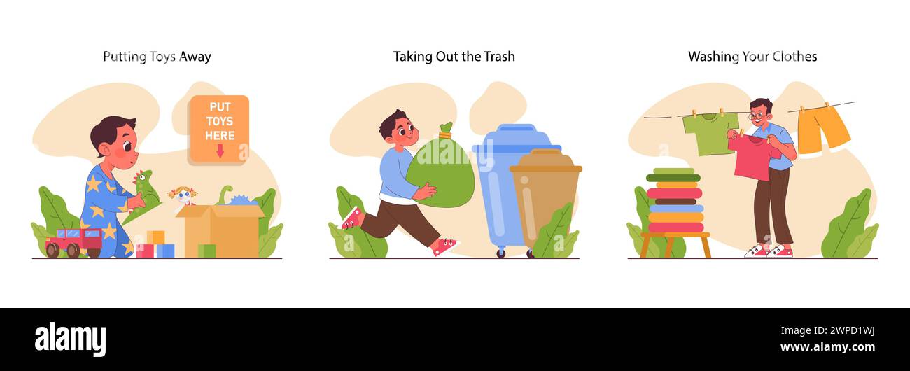 Child doing household chores. Formation of your child's responsibility ...