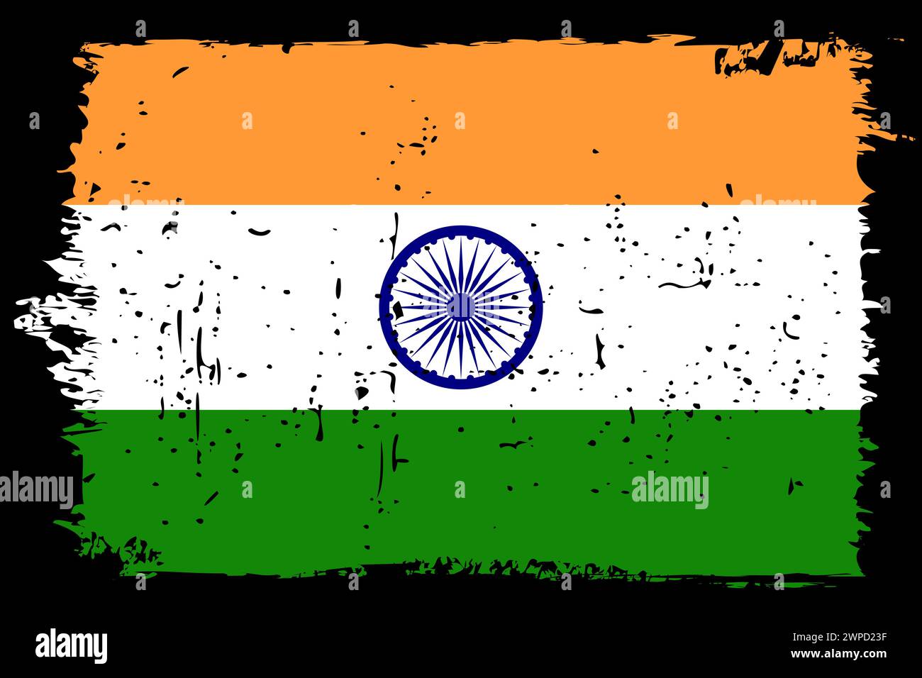 India flag - vector flag with stylish scratch effect and black grunge ...