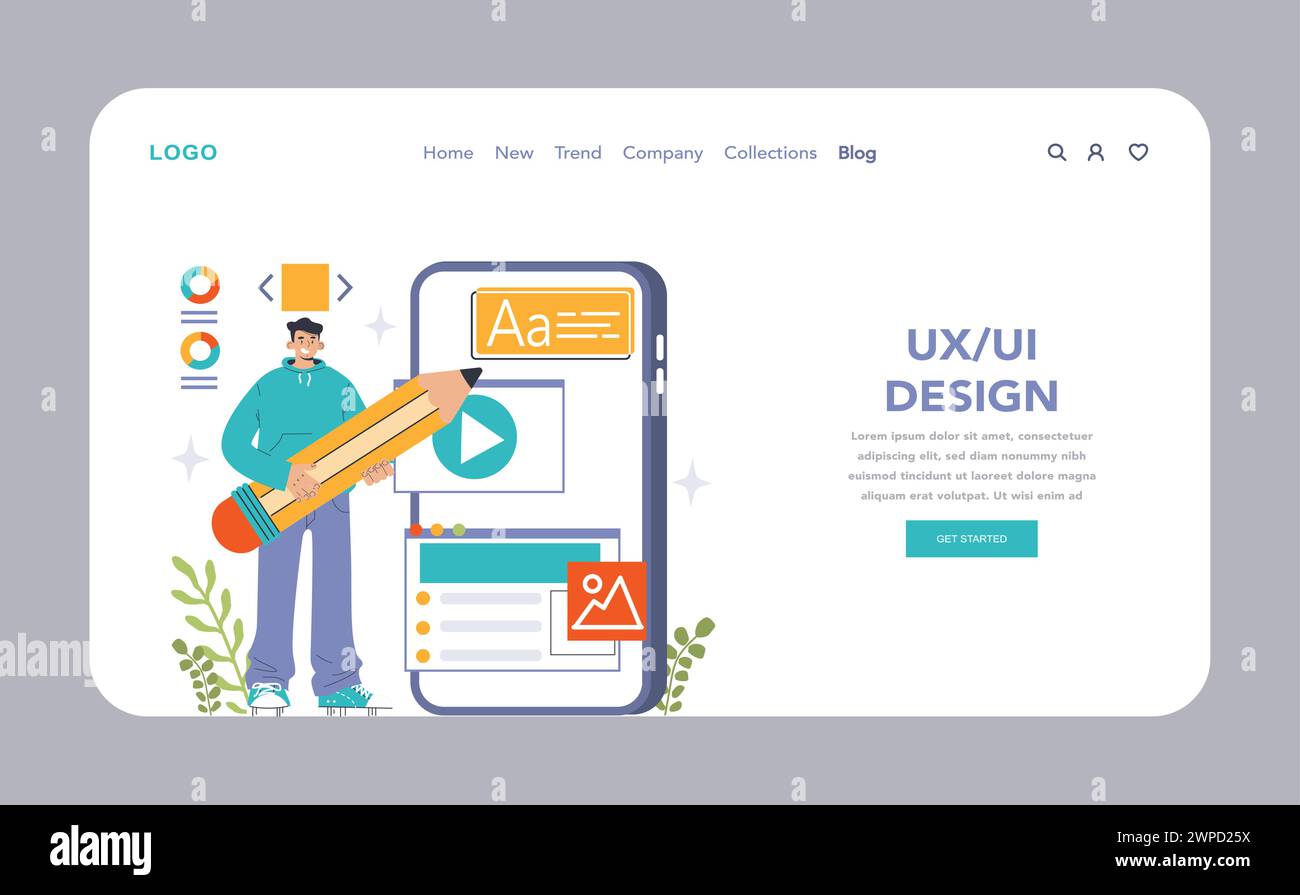 UX and UI design web banner or landing page. App or website interface development. User ...
