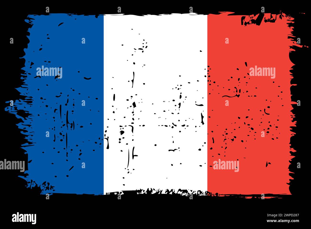 France flag - vector flag with stylish scratch effect and black grunge ...