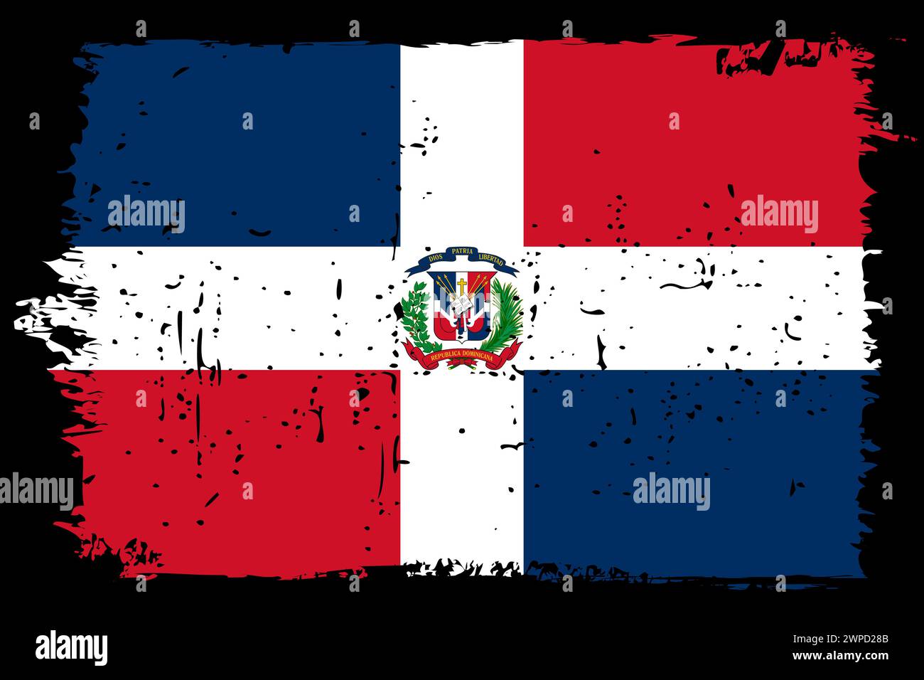 Dominican Republic flag - vector flag with stylish scratch effect and ...