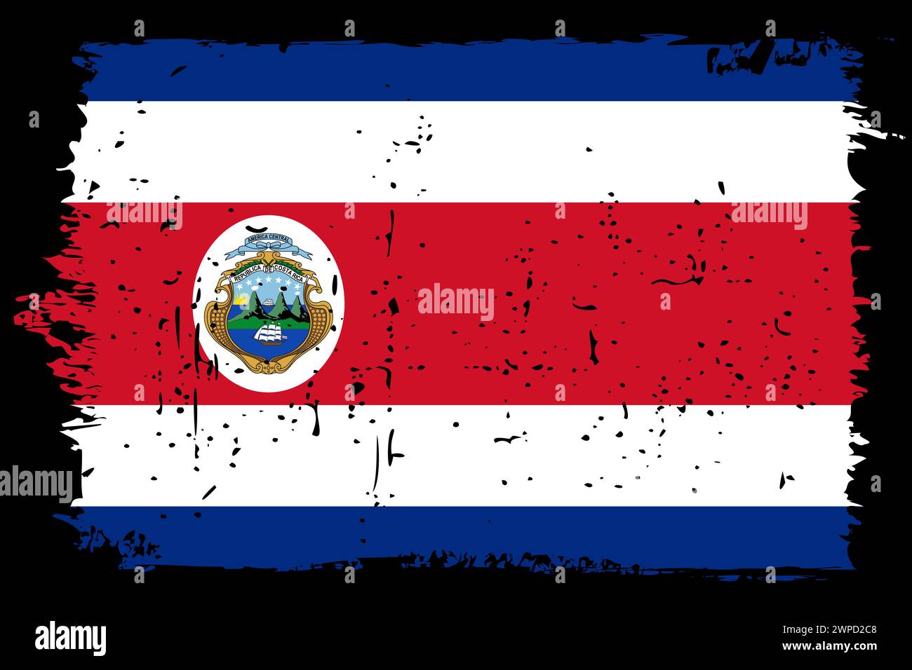 Costa Rica flag - vector flag with stylish scratch effect and black ...