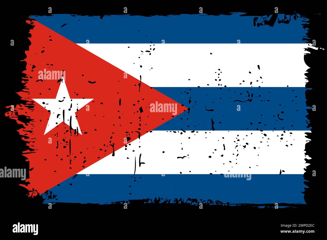 Cuba flag - vector flag with stylish scratch effect and black grunge ...