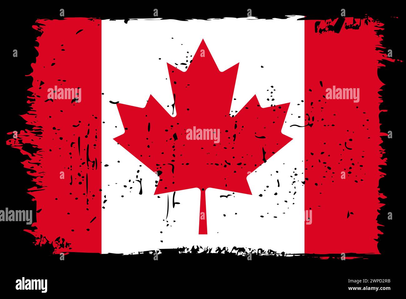 Canada flag - vector flag with stylish scratch effect and black grunge ...