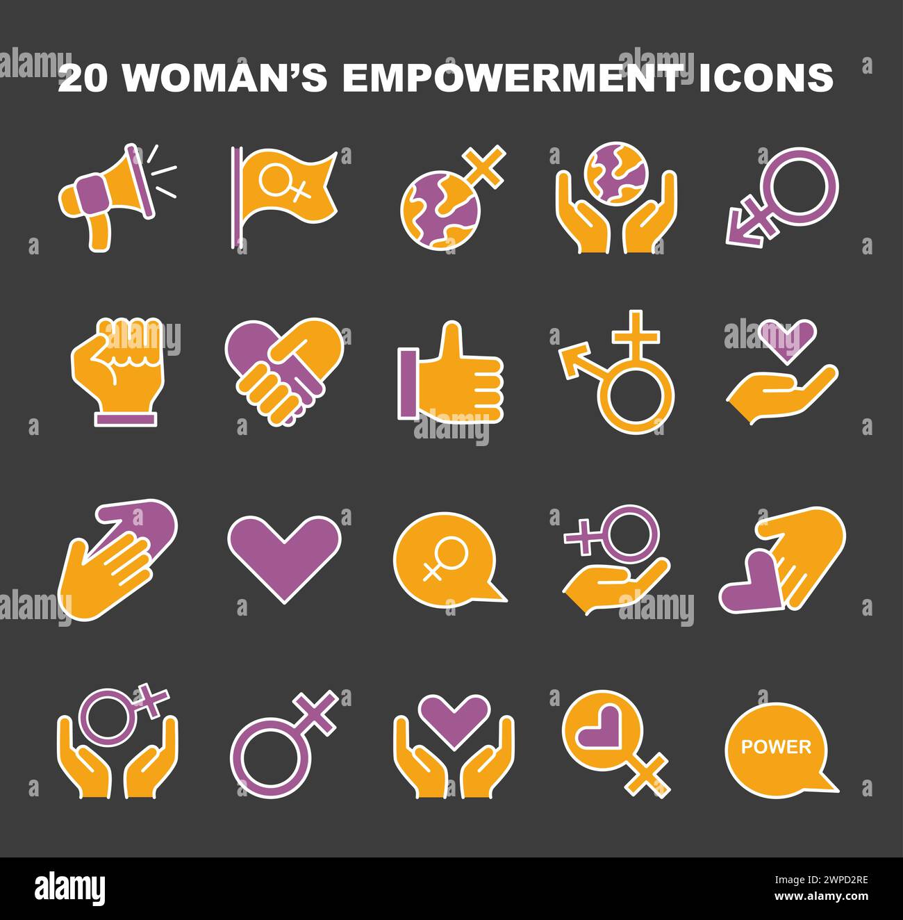 Women's empowerment icons set. A comprehensive collection capturing ...