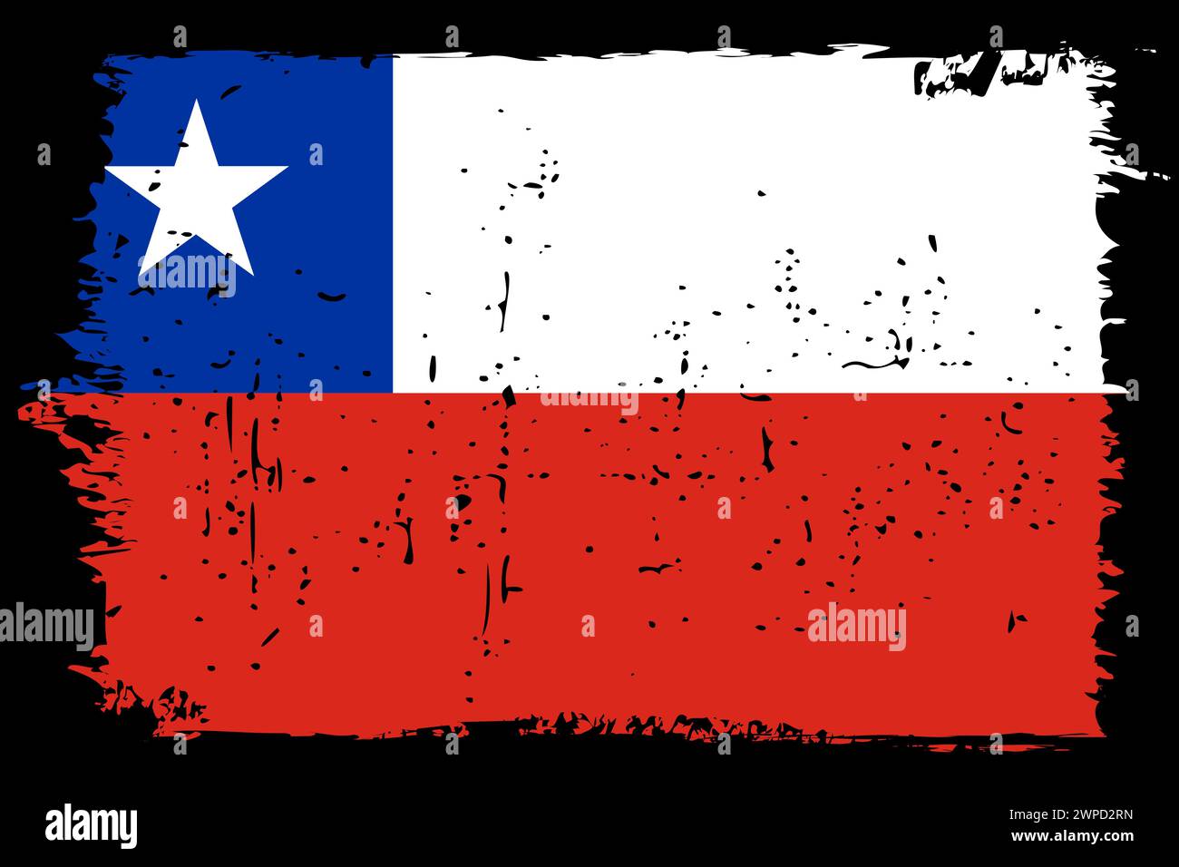 Chile flag - vector flag with stylish scratch effect and black grunge ...