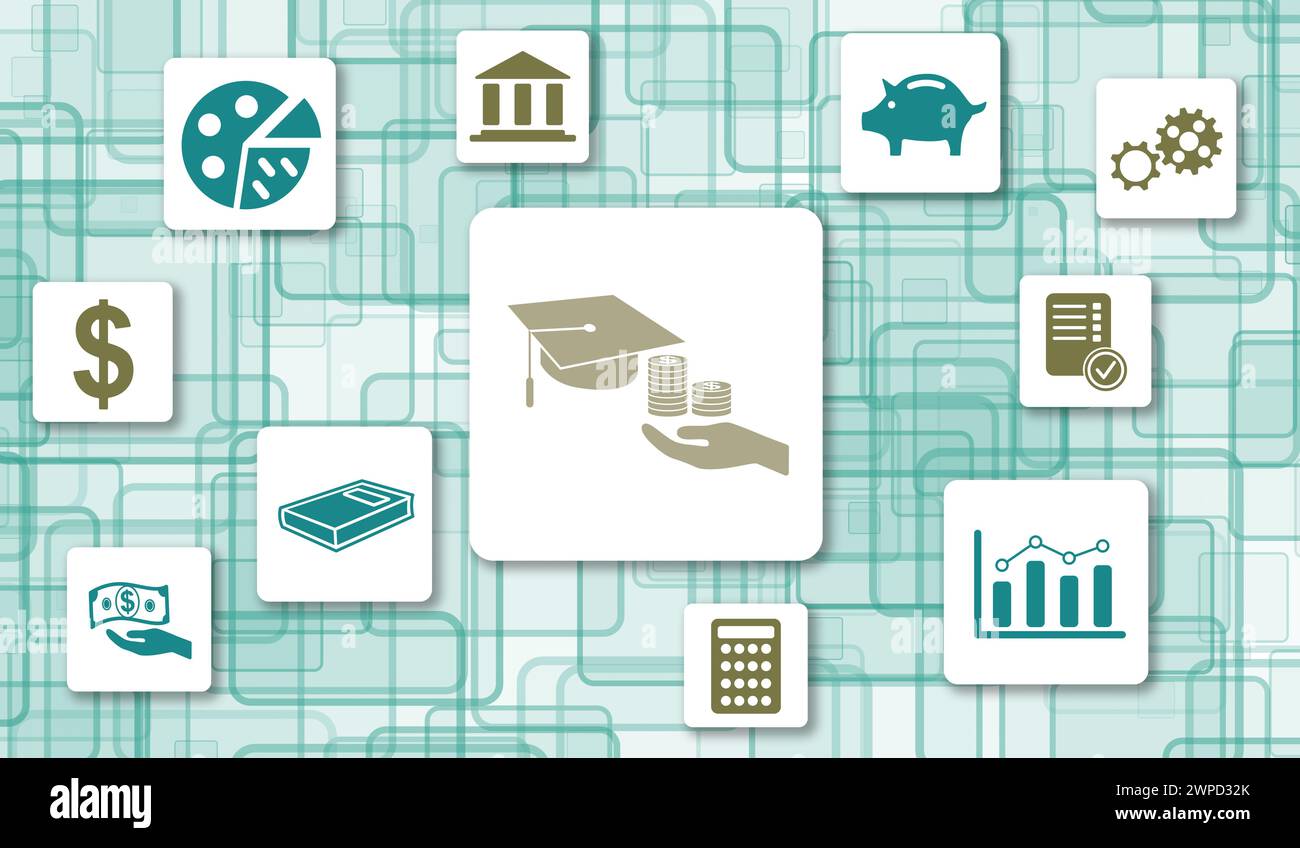 Concept of fafsa with icons on squares Stock Photo - Alamy