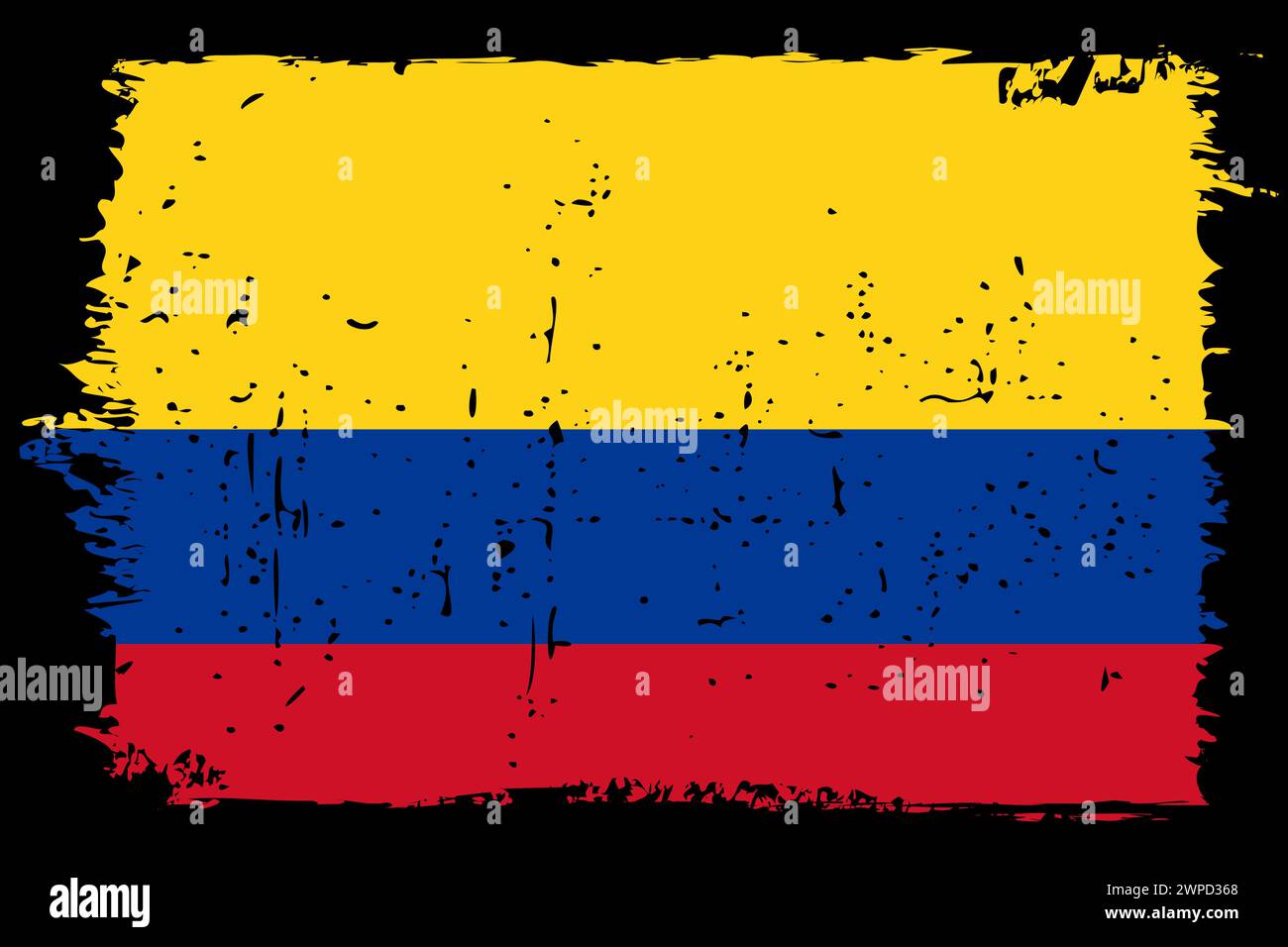 Colombia flag - vector flag with stylish scratch effect and black ...