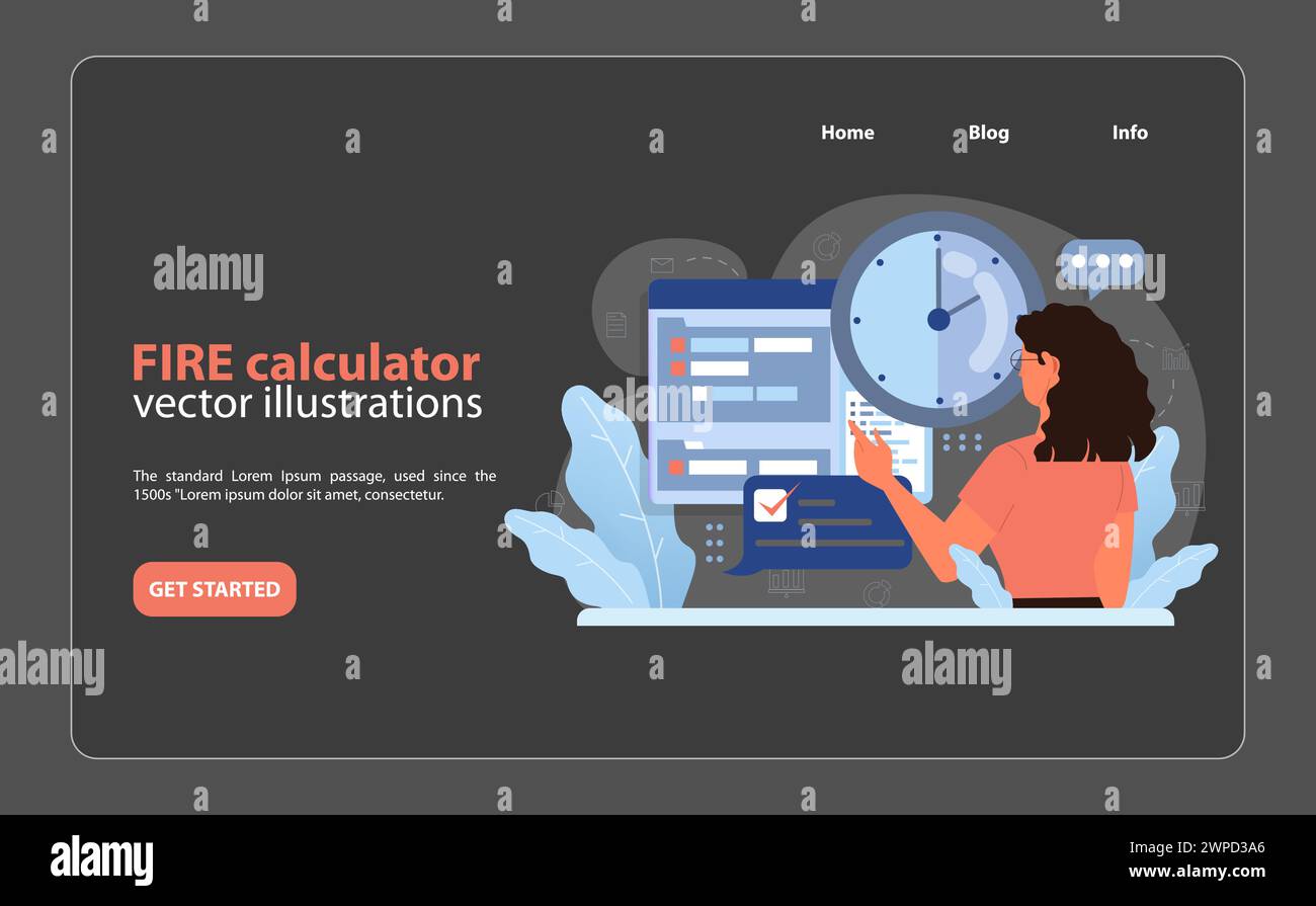 Financial independence, FIRE night or dark mode web banner or landing ...