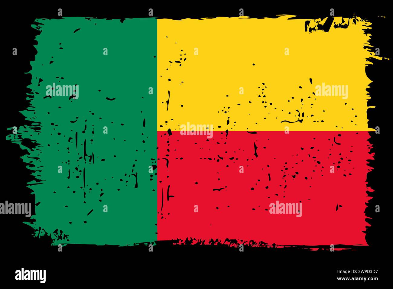 Benin flag - vector flag with stylish scratch effect and black grunge ...