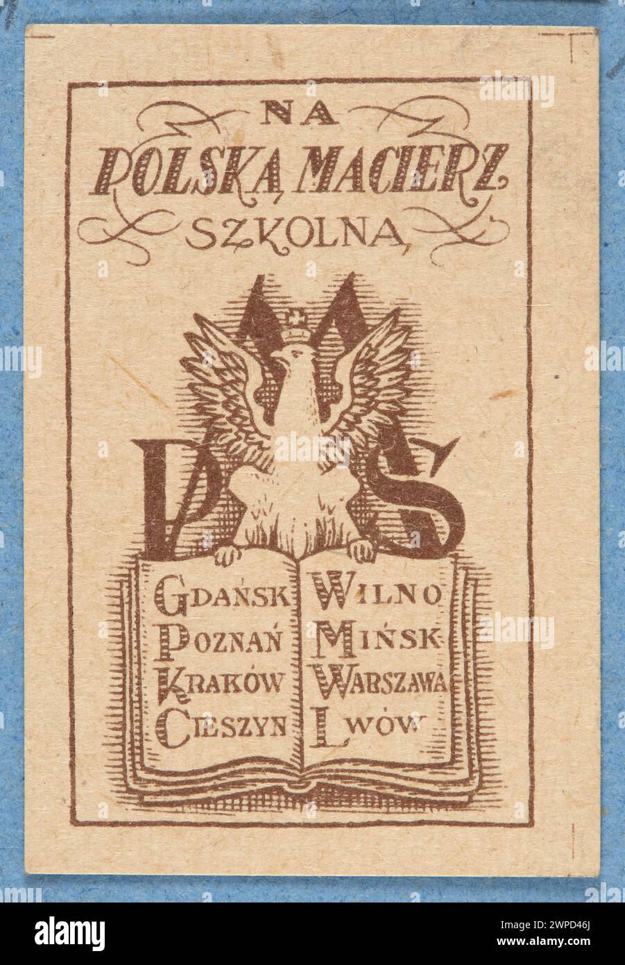 A 1913–1921 question stamp showing orphans on a book with city names ...