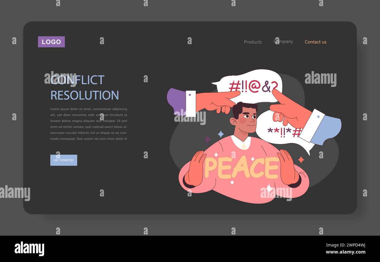 Emotional intelligence dark mode or night mode web banner or landing ...