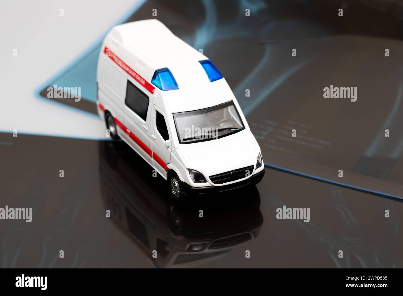 Ambulance and X-ray of the hand close up Stock Photo - Alamy