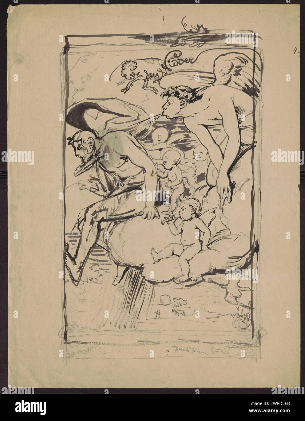 Illustration of March as an allegorical figure for a calendar project ...