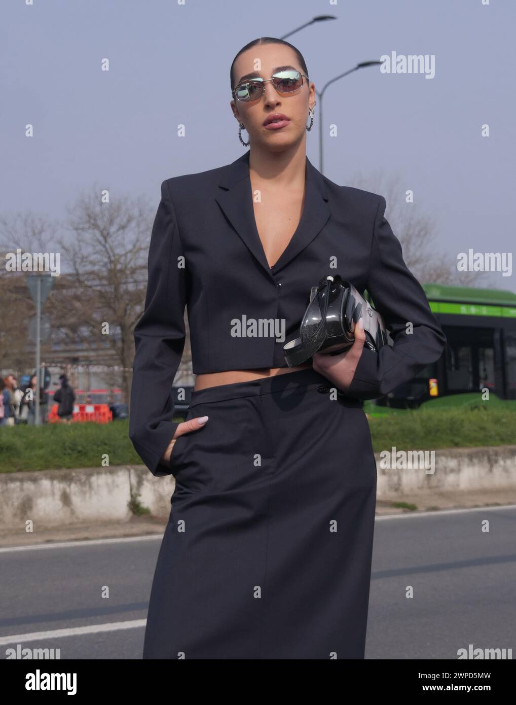 Fashion blogger street style outfit before Diesel fashion show during ...