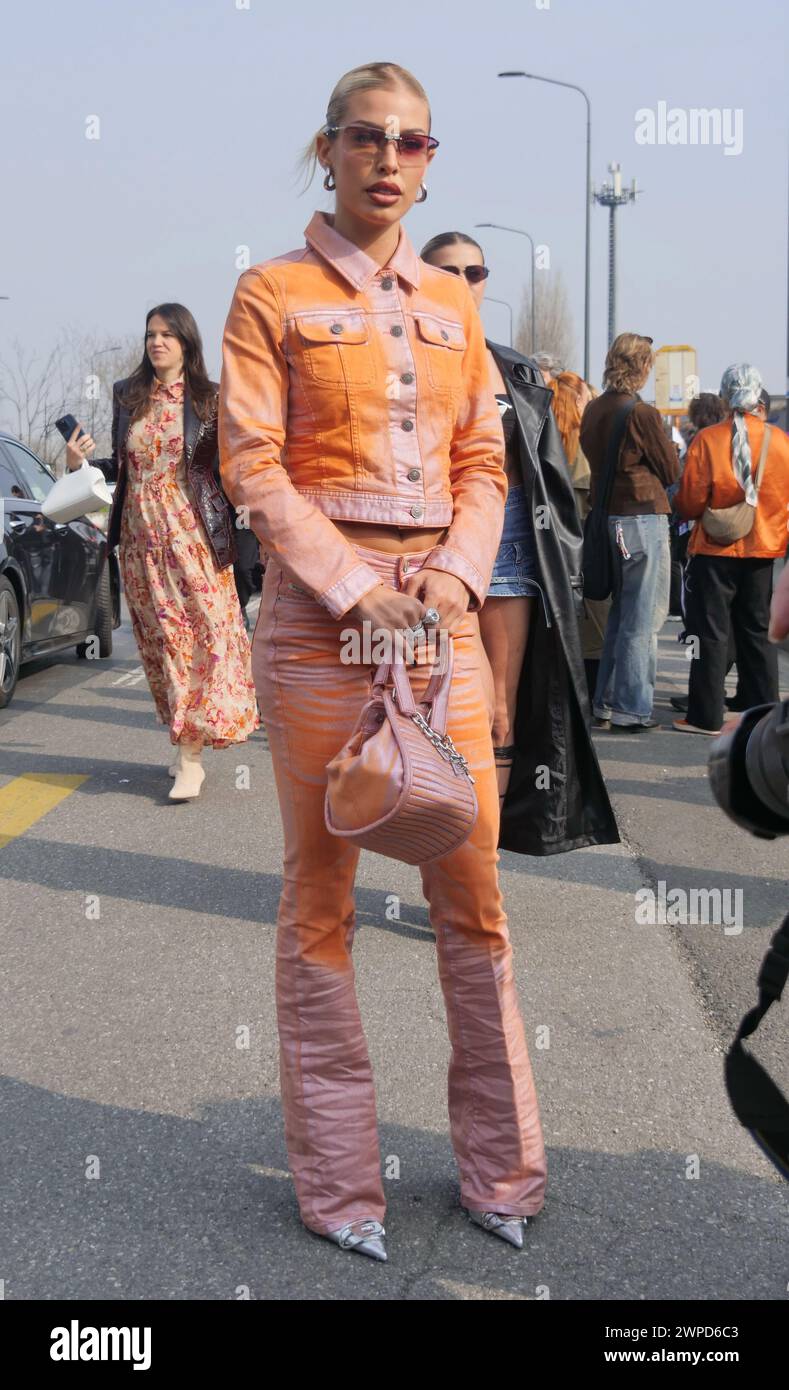 Fashion blogger street style outfit before Diesel fashion show during ...