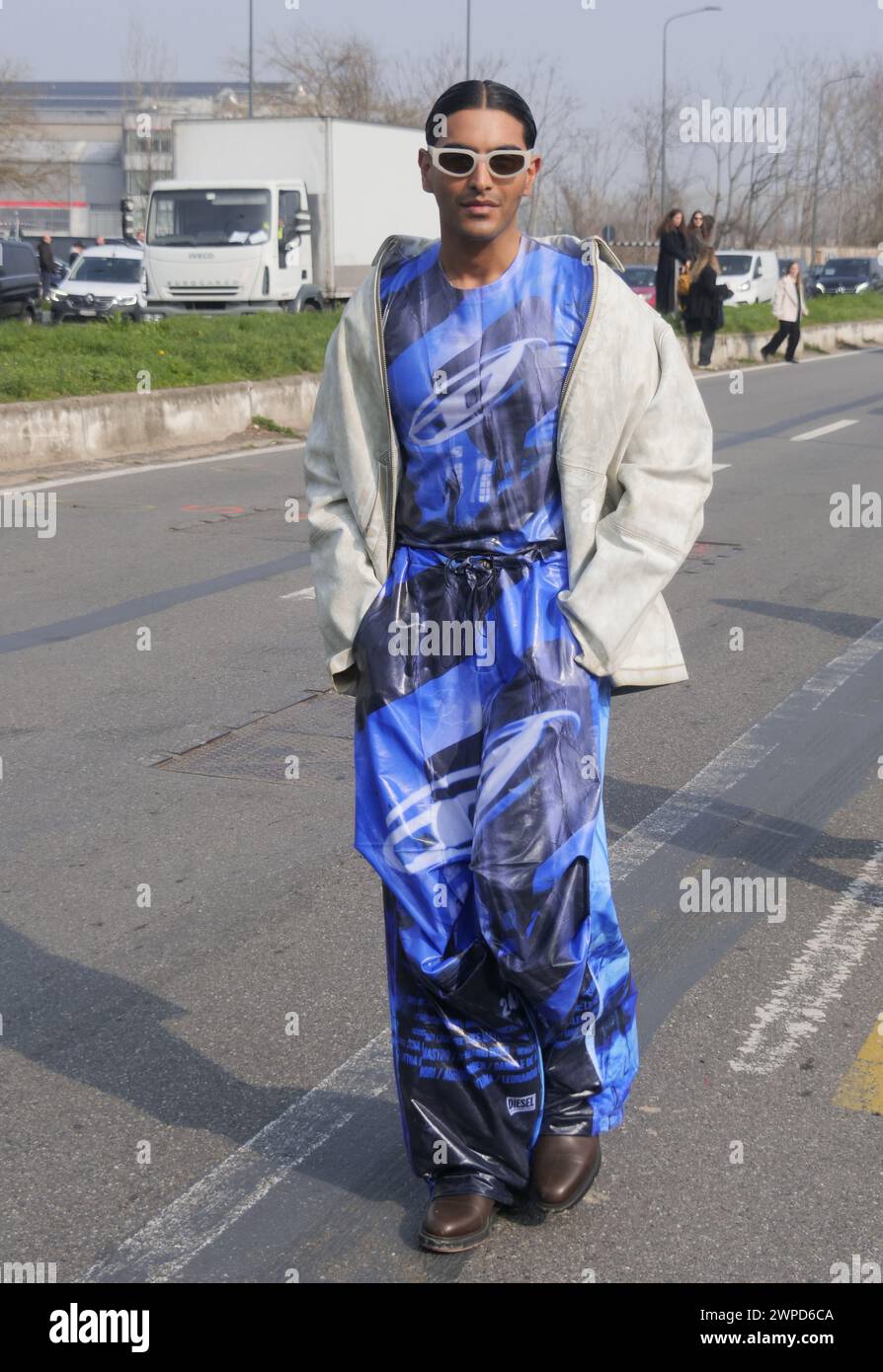 Fashion blogger street style outfit before Diesel fashion show during ...