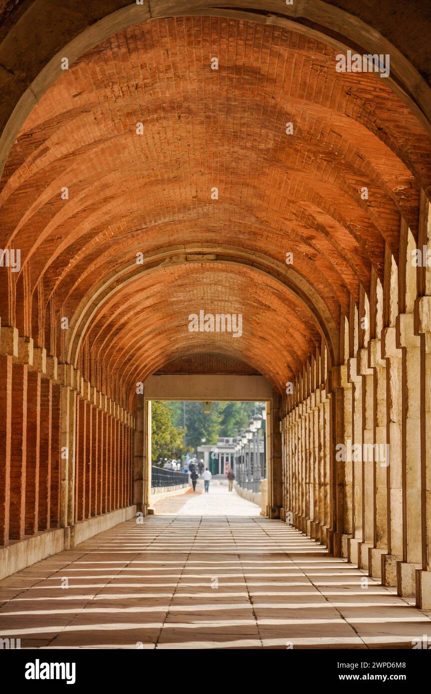 Arcade at Royal Palace of Aranjuez in Renaissance style, Madrid Stock ...