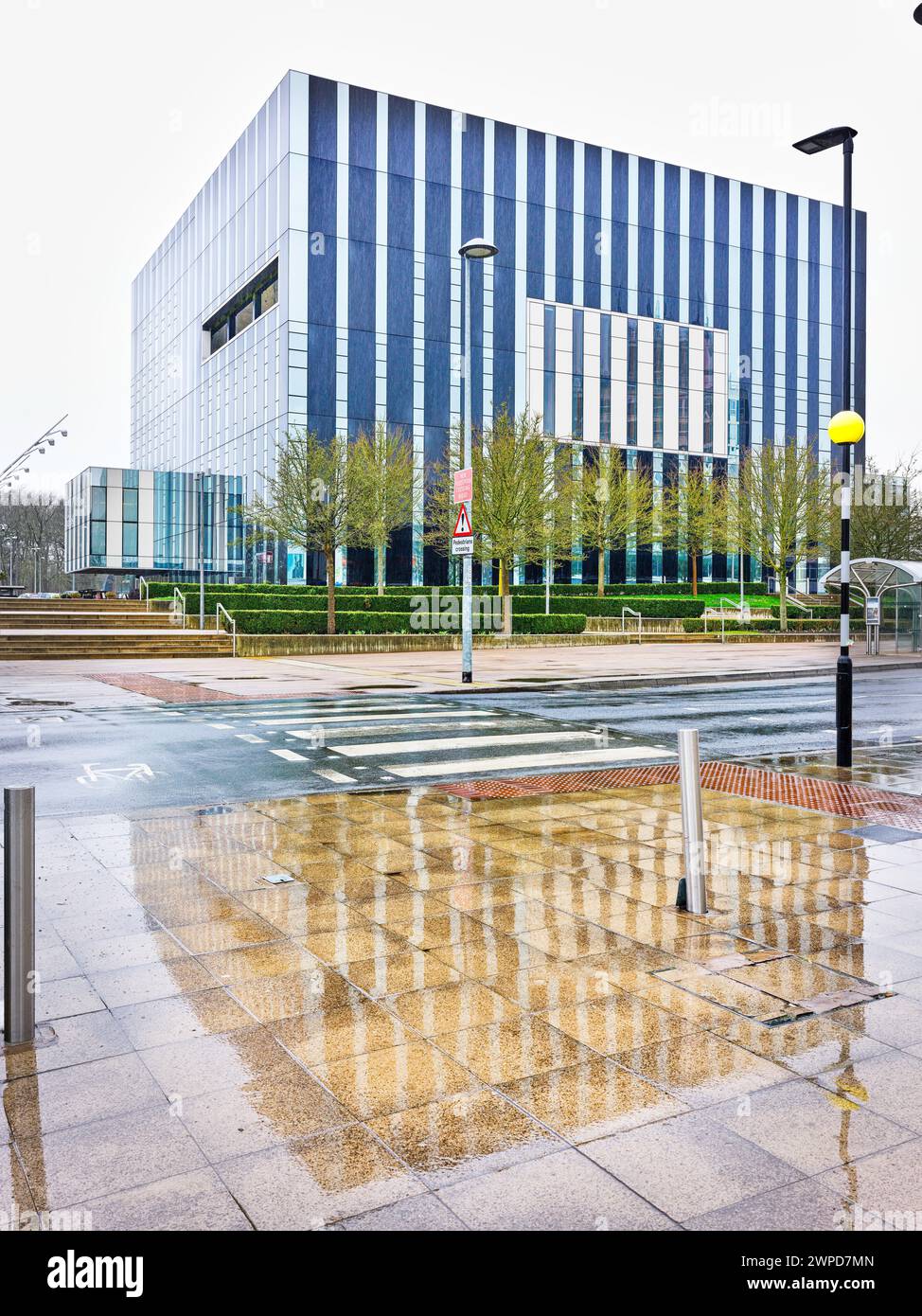 The Cube office building at Corby town shopping centre on a rainy ...