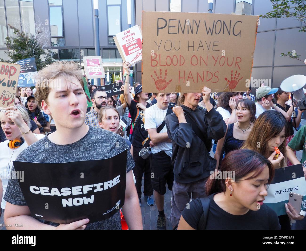 Australia, Canberra, ANU, 7 March 2024. Students at ANU protest Senator ...