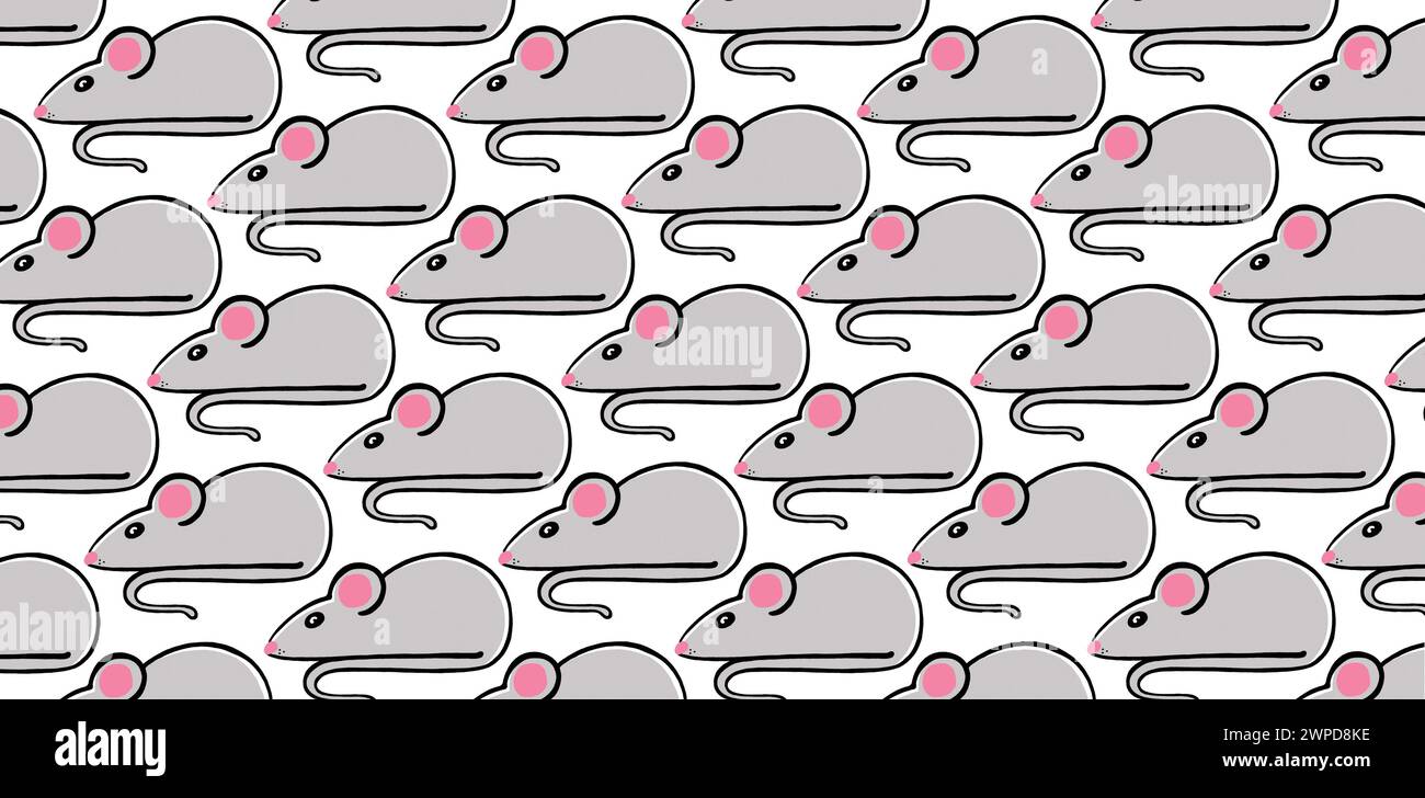 A pattern of mice illustrations that repeat regularly in a checkerboard ...