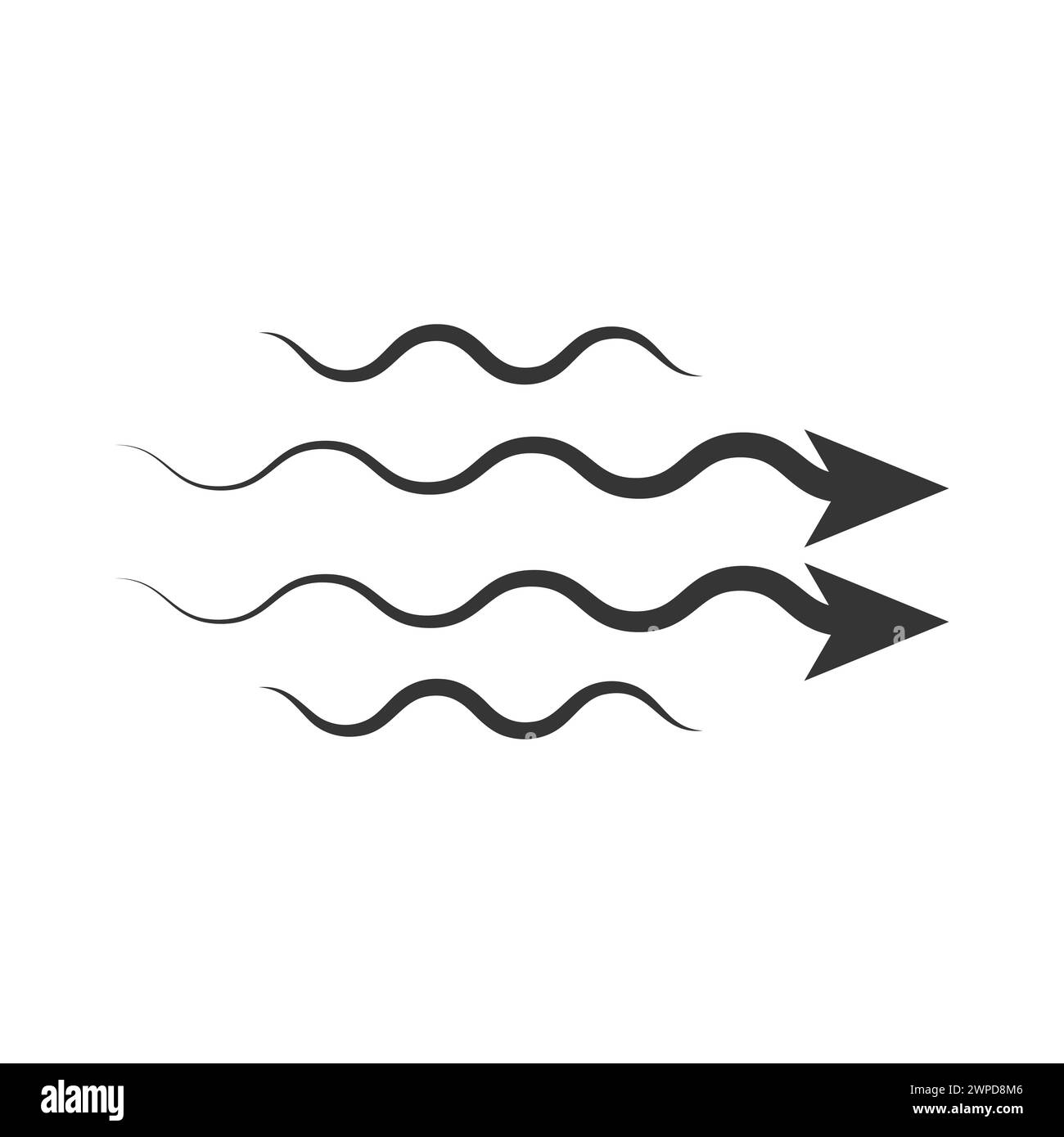 Direction pointer, air movement wind, black arrow sign vector element ...