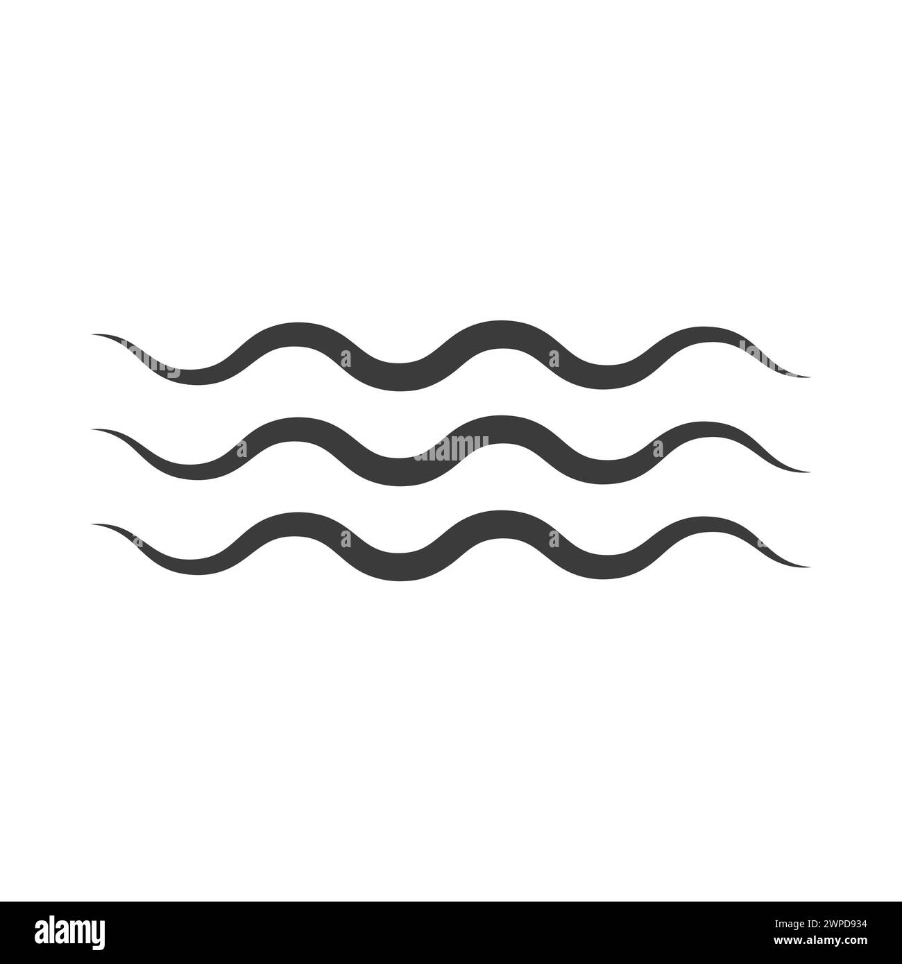 Wind direction of air movement sign, black curl lines silhouette sign ...