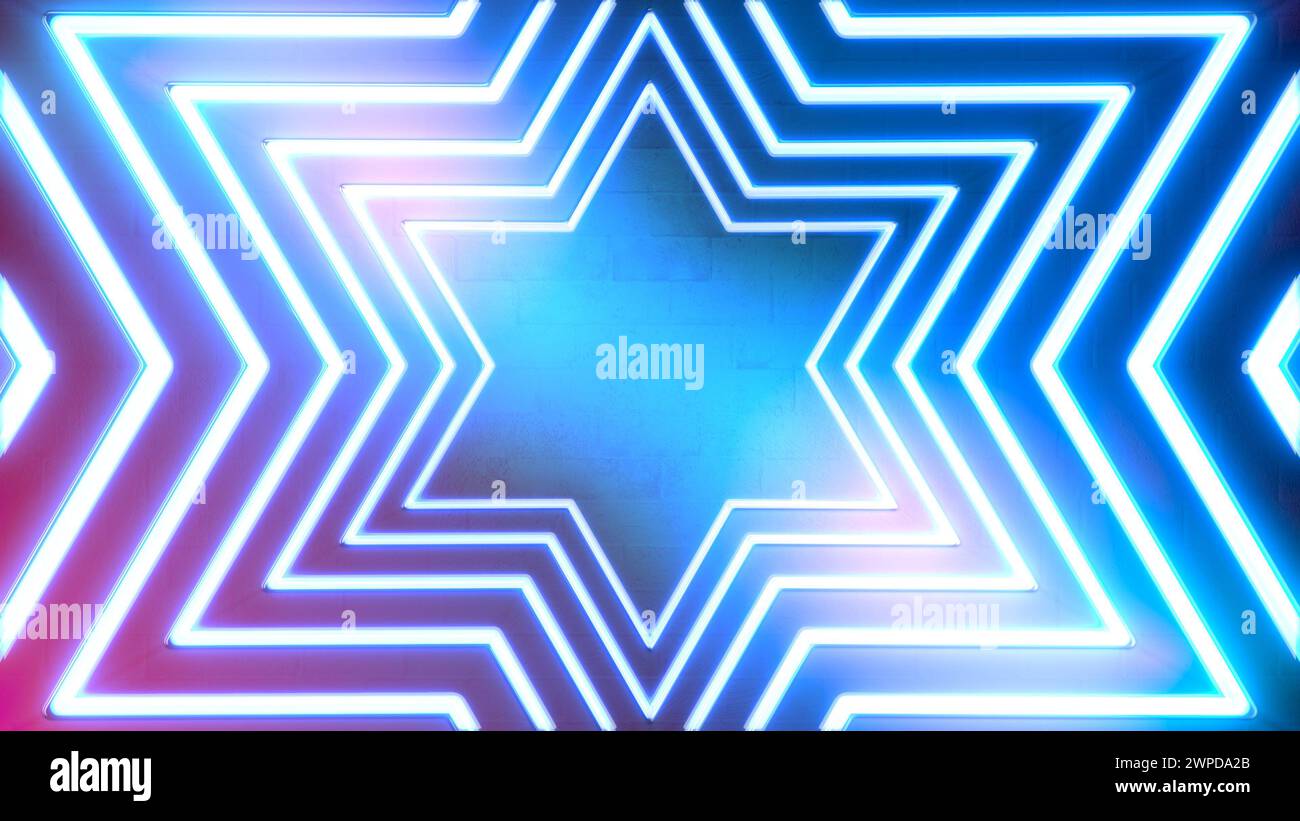 Neon Cyber Punk Six Point Retro Star 80s Pink Blue Product Background ...