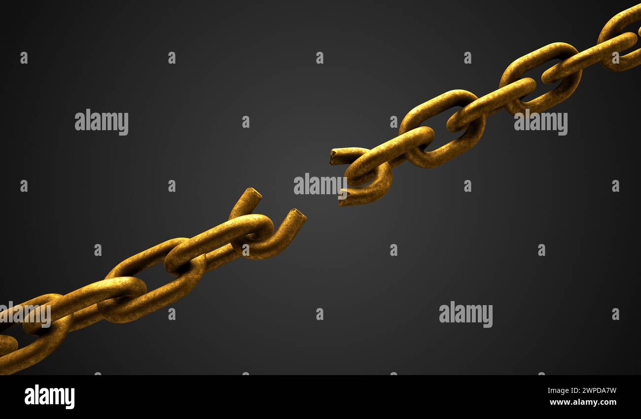 Old chain with a broken link hi-res stock photography and images - Alamy