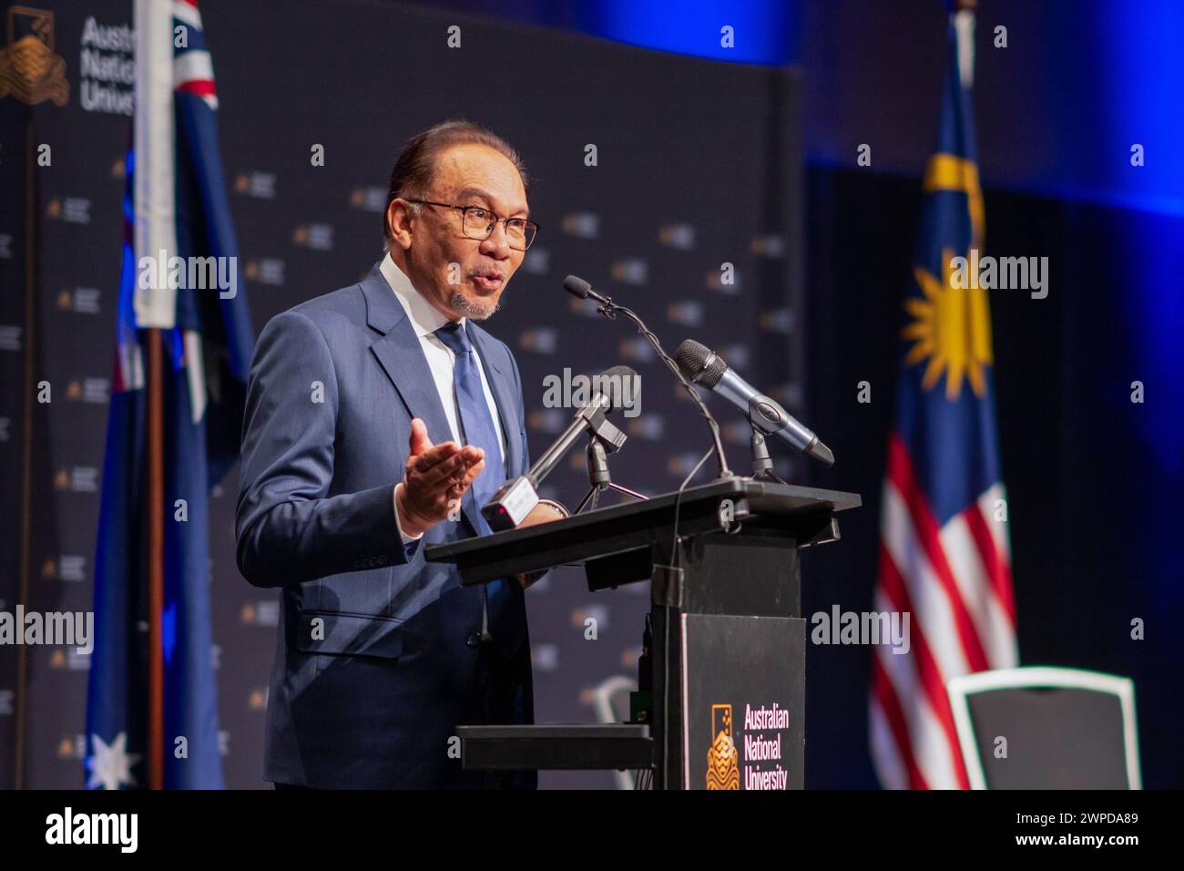 Malaysian Prime Minister Anwar Ibrahim delivers the 2024 Gareth Evans ...