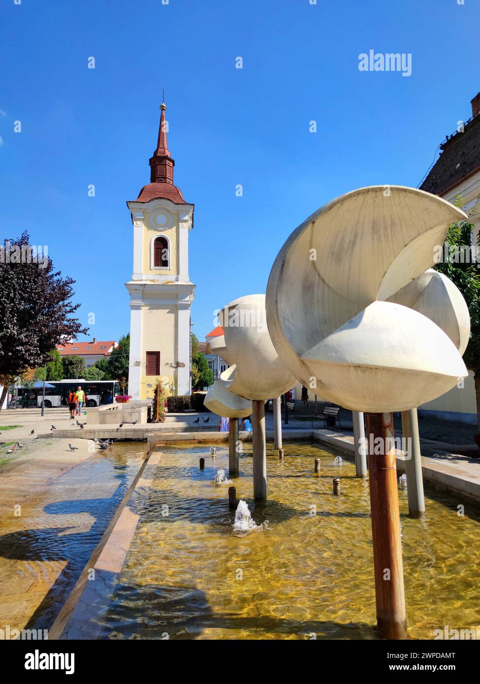Tower of the former Franciscan Church on a town square in the city of ...